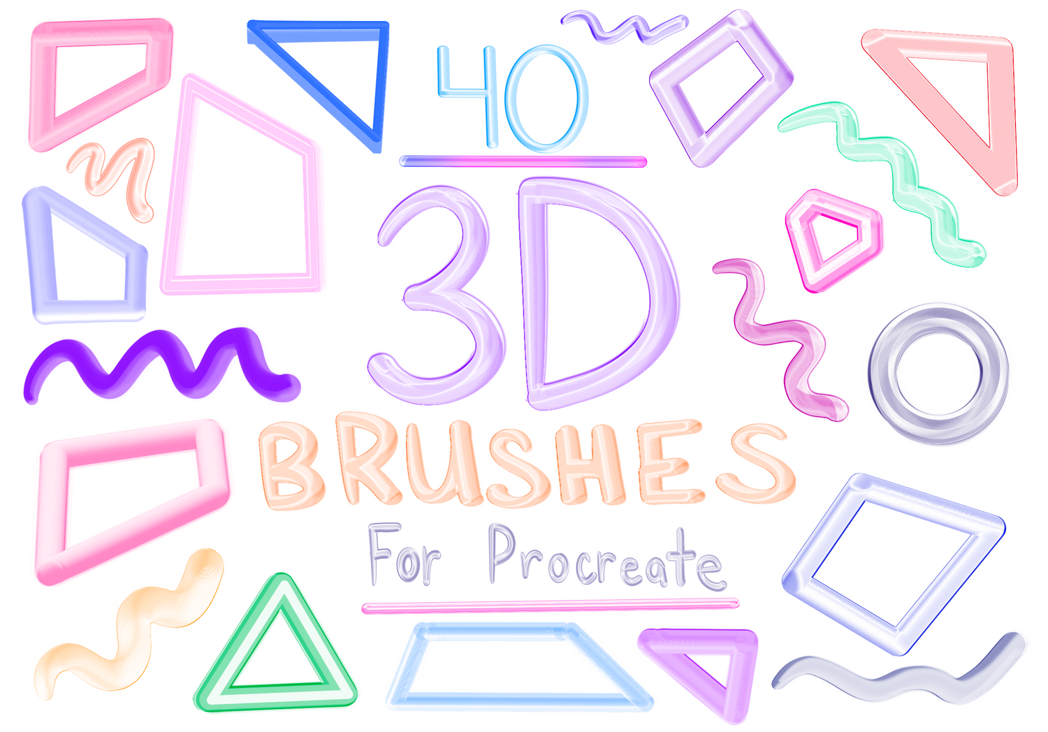 40, 3D brushes for Procreate! Brush set of 40, 3D brushes for Procreat ...